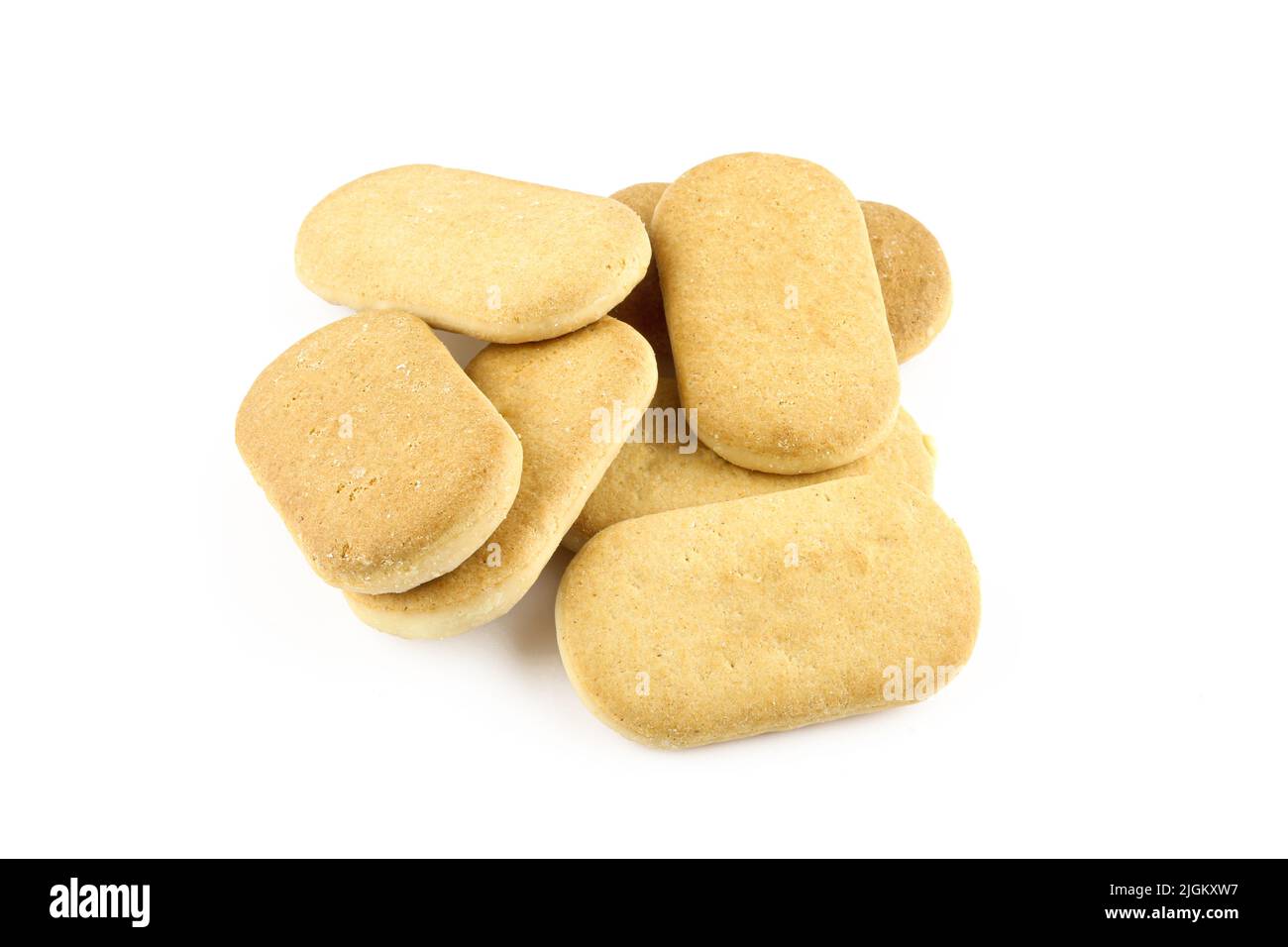 Bunch of short stick biscuits isolated on white background. Ladyfingers ...