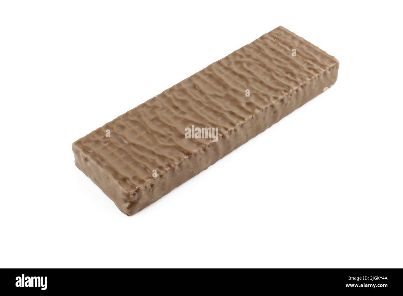 Chocolate covered sweet wafer block isolated on white background Stock ...