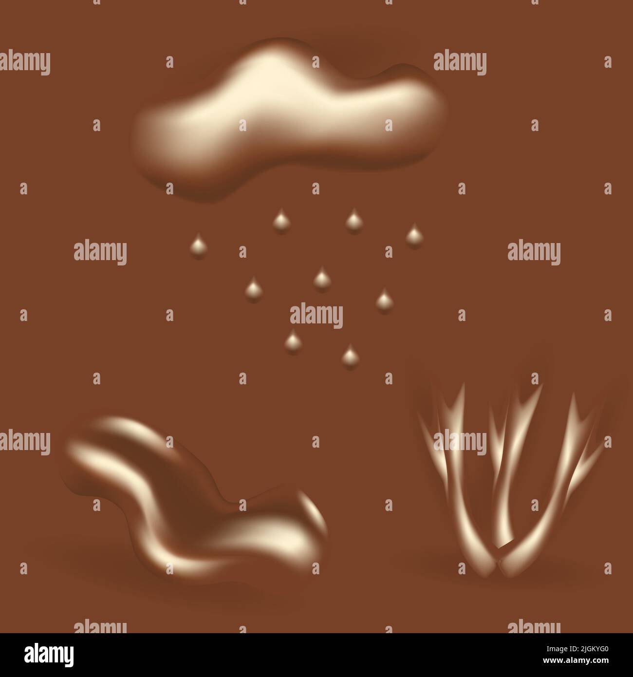 A set of abstract realistic graphic elements in trendy chocolate tints ...