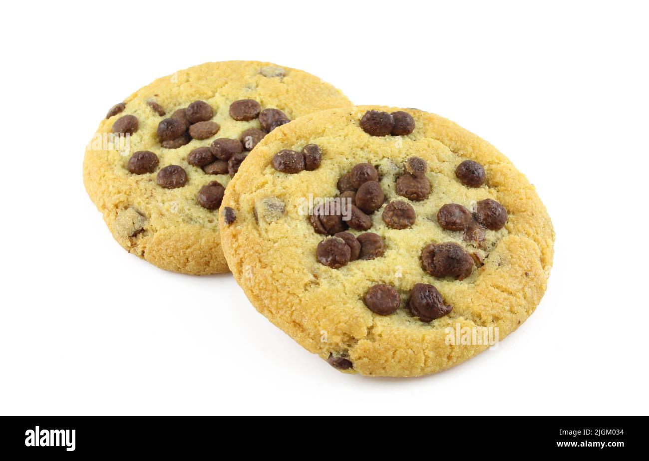 Chocolate chip round cookies isolated on white background Stock Photo ...