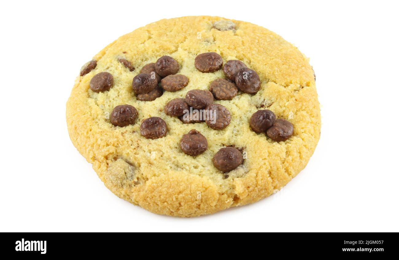 Single chocolate chip cookie isolated on white background Stock Photo ...