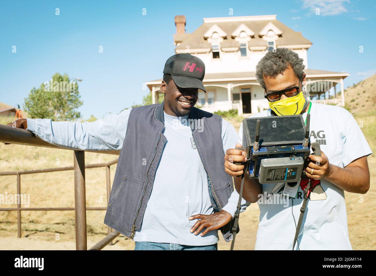 NOPE, from left: Daniel Kaluuya, director Jordan Peele, on set, 2022 ...