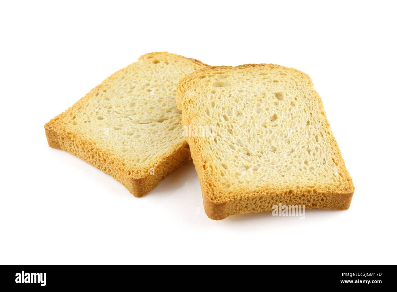 Two toasts isolated on white background. Bread slices Stock Photo - Alamy