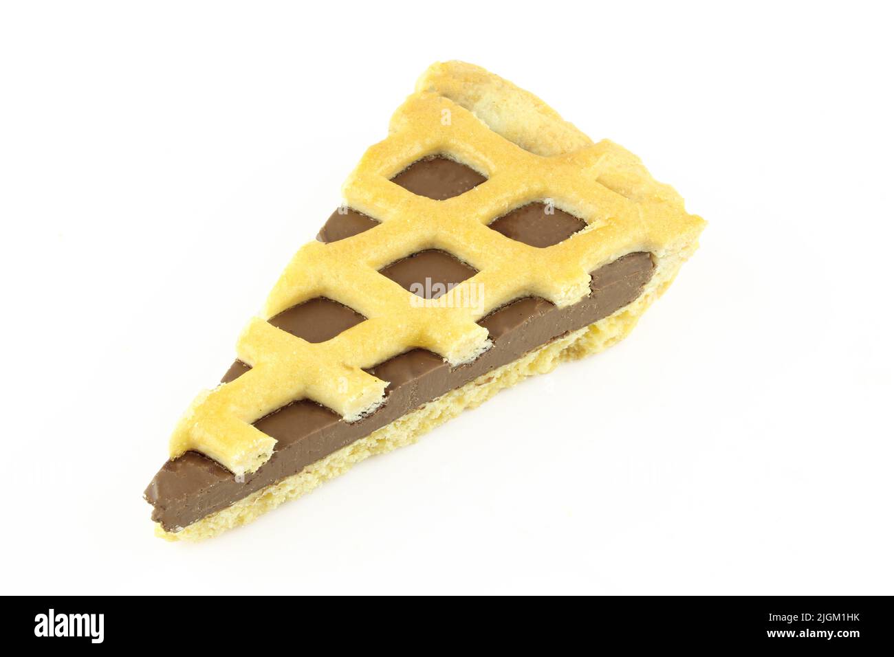 Triangle shape piece of chocolate tart cake isolated on white ...