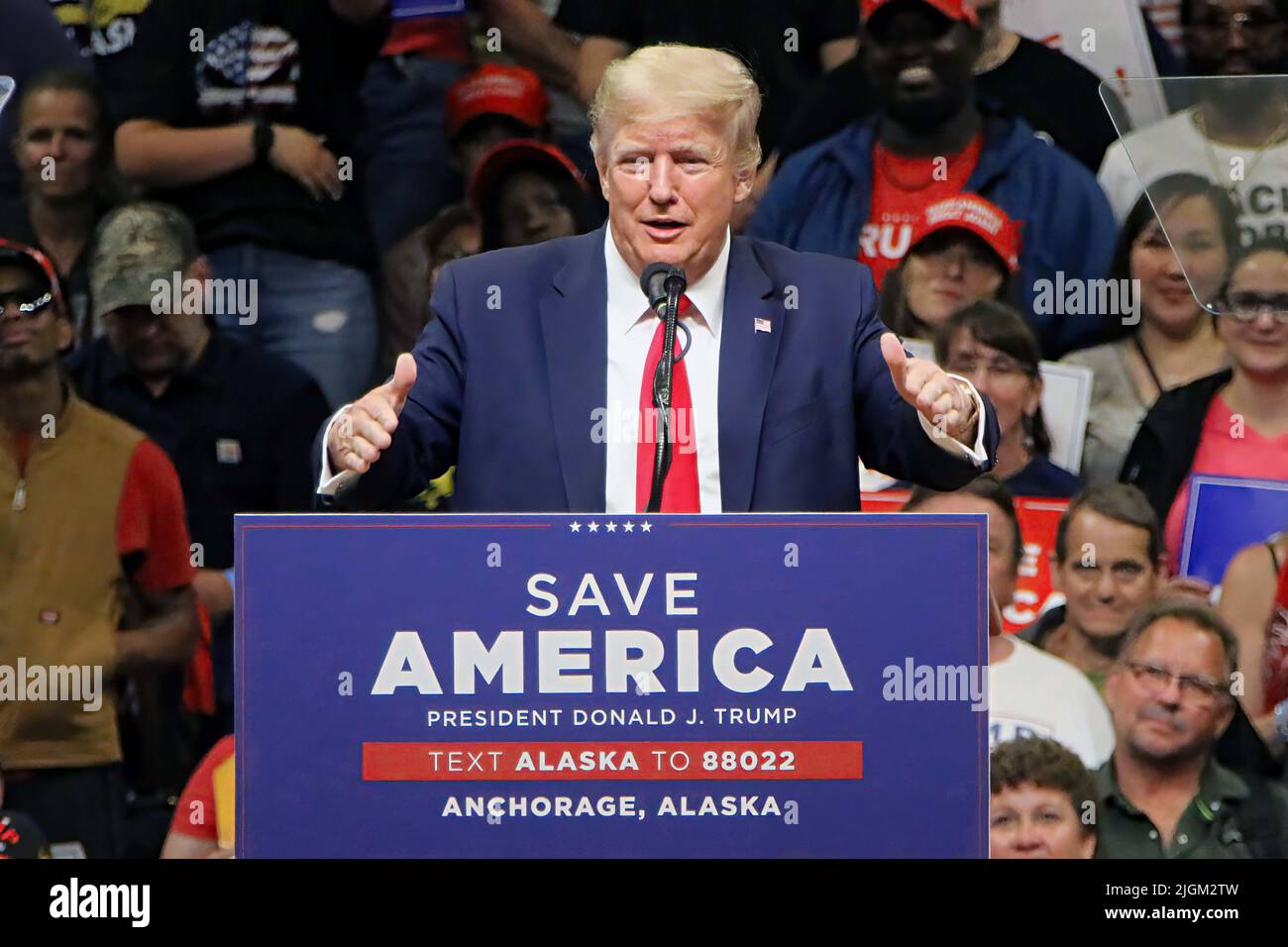 Anchorage, Alaska, USA. 9th July, 2022. DONALD TRUMP addresses the ...