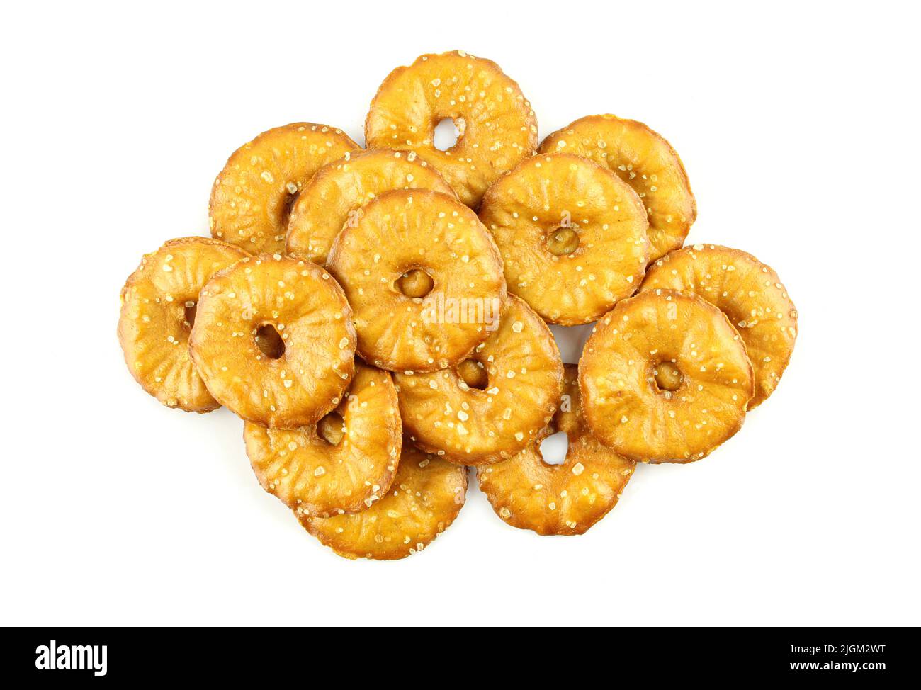 Stack of thin sea salt cracker chips isolated on white background Stock ...