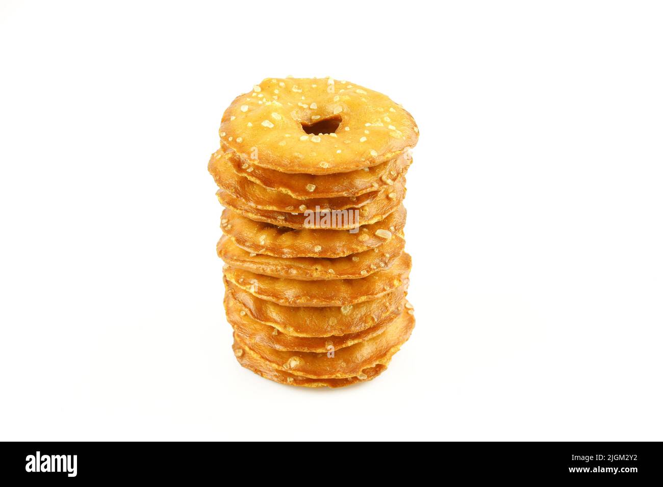Stack of thin sea salt cracker chips isolated on white background Stock ...