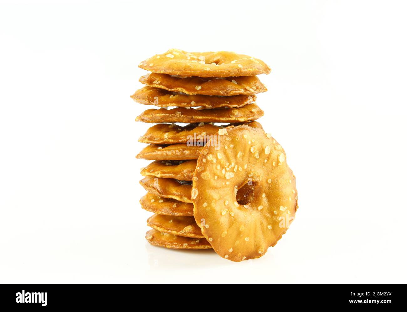 Stack of thin sea salt cracker chips isolated on white background Stock ...