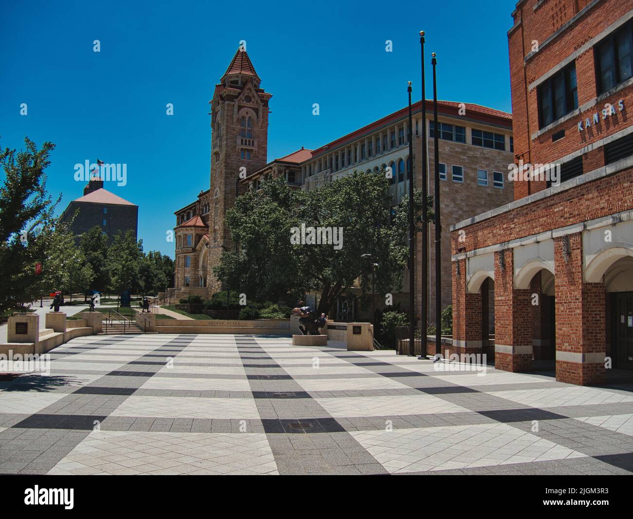 Lawrence, Kansas July 10, 2022 - Standing at KU Union looking toward ...