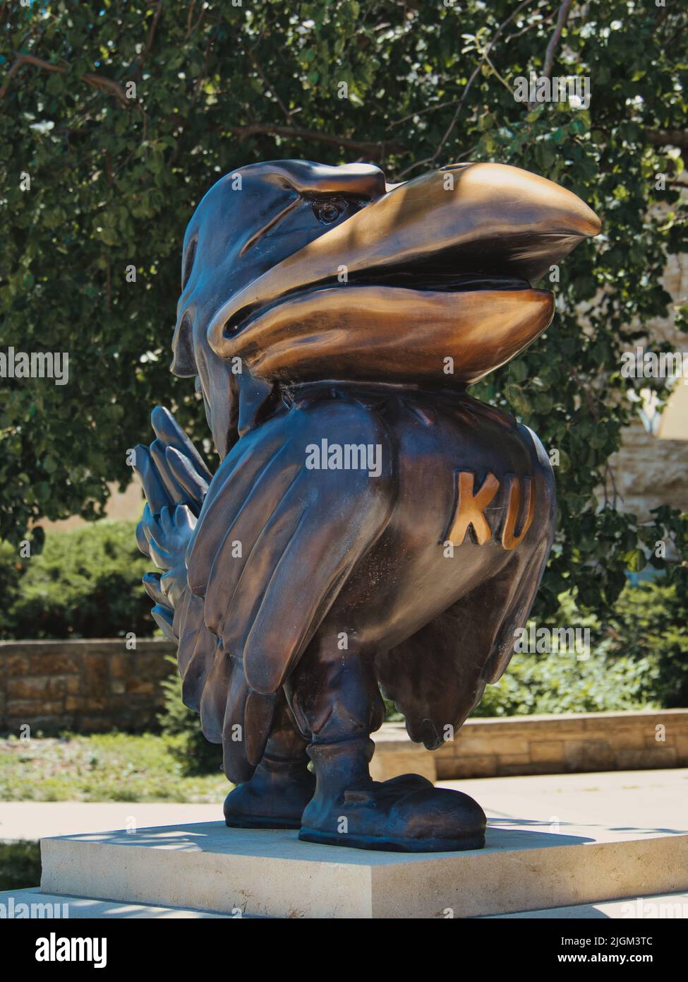 Lawrence, Kansas July 10, 2022 - 1941 Jayhawk near the Natural History Museum at Ascher Plaza ...