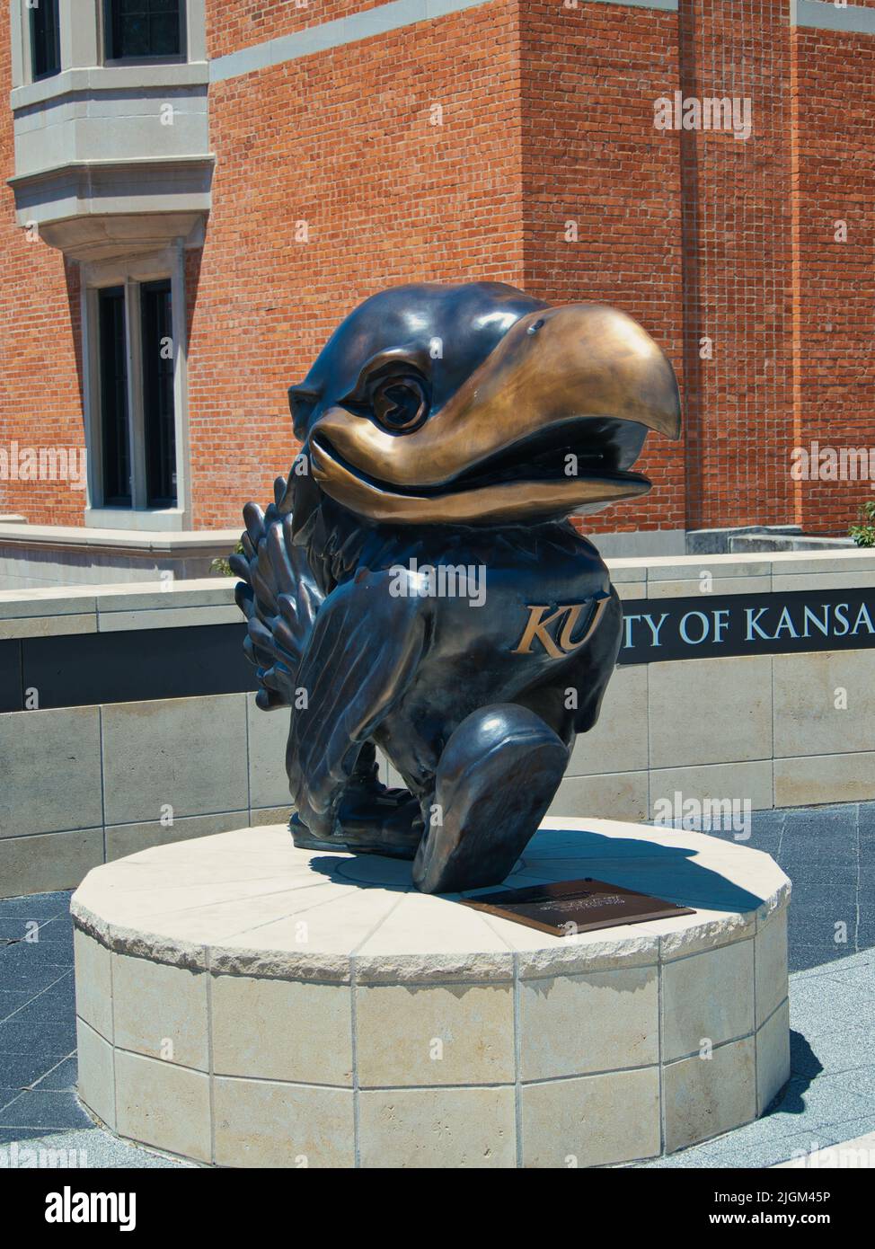 Lawrence, Kansas July 10, 2022 - Current version of bronze Jayhawk near ...