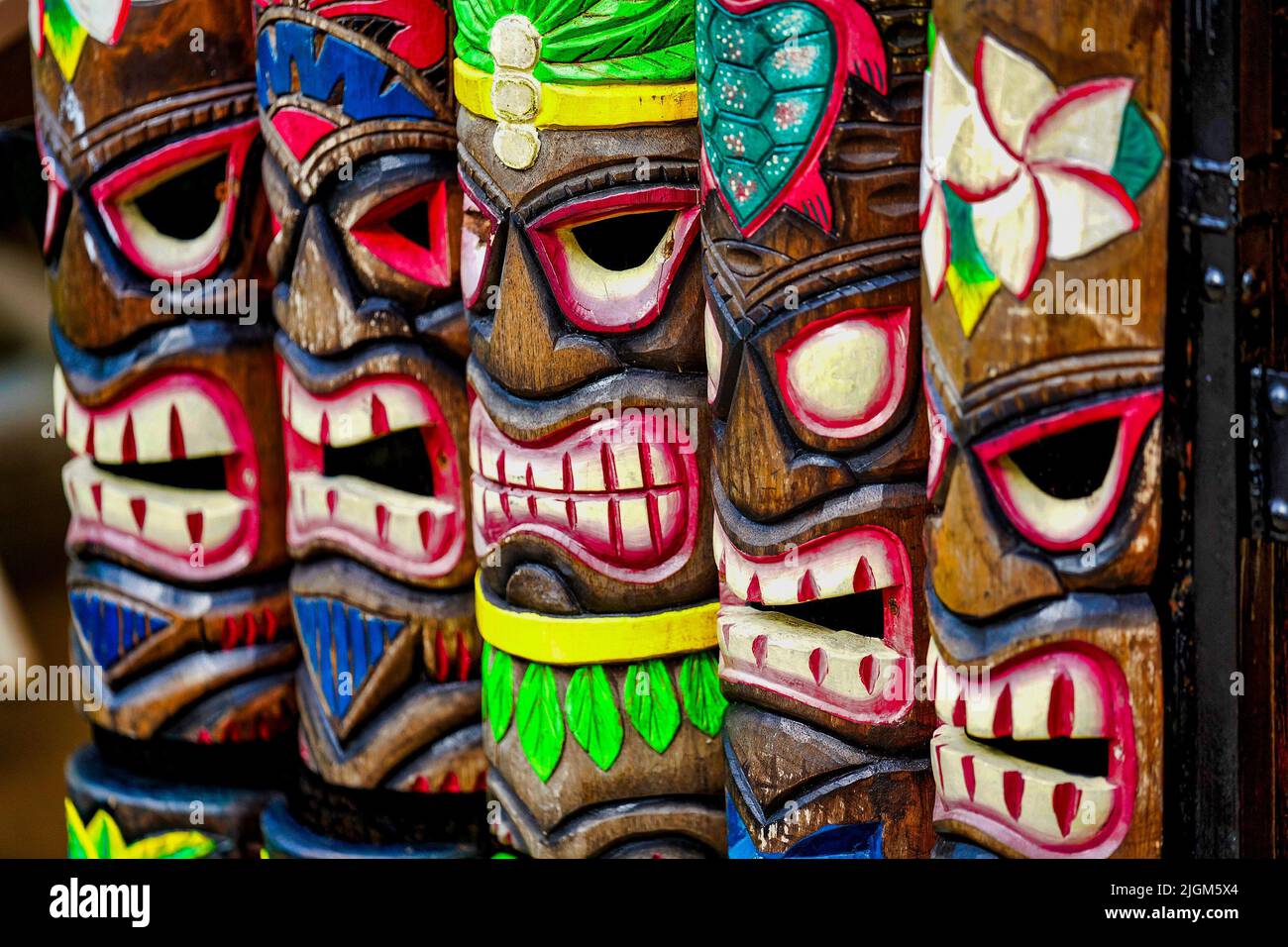 South pacific tomem poles Stock Photo - Alamy