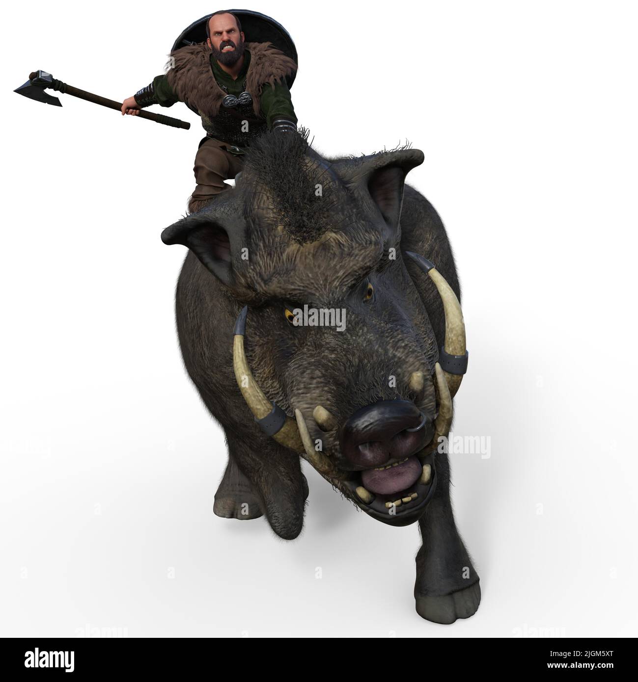 3d-illustration of an isolated fantasy illustration of a battle boar ...