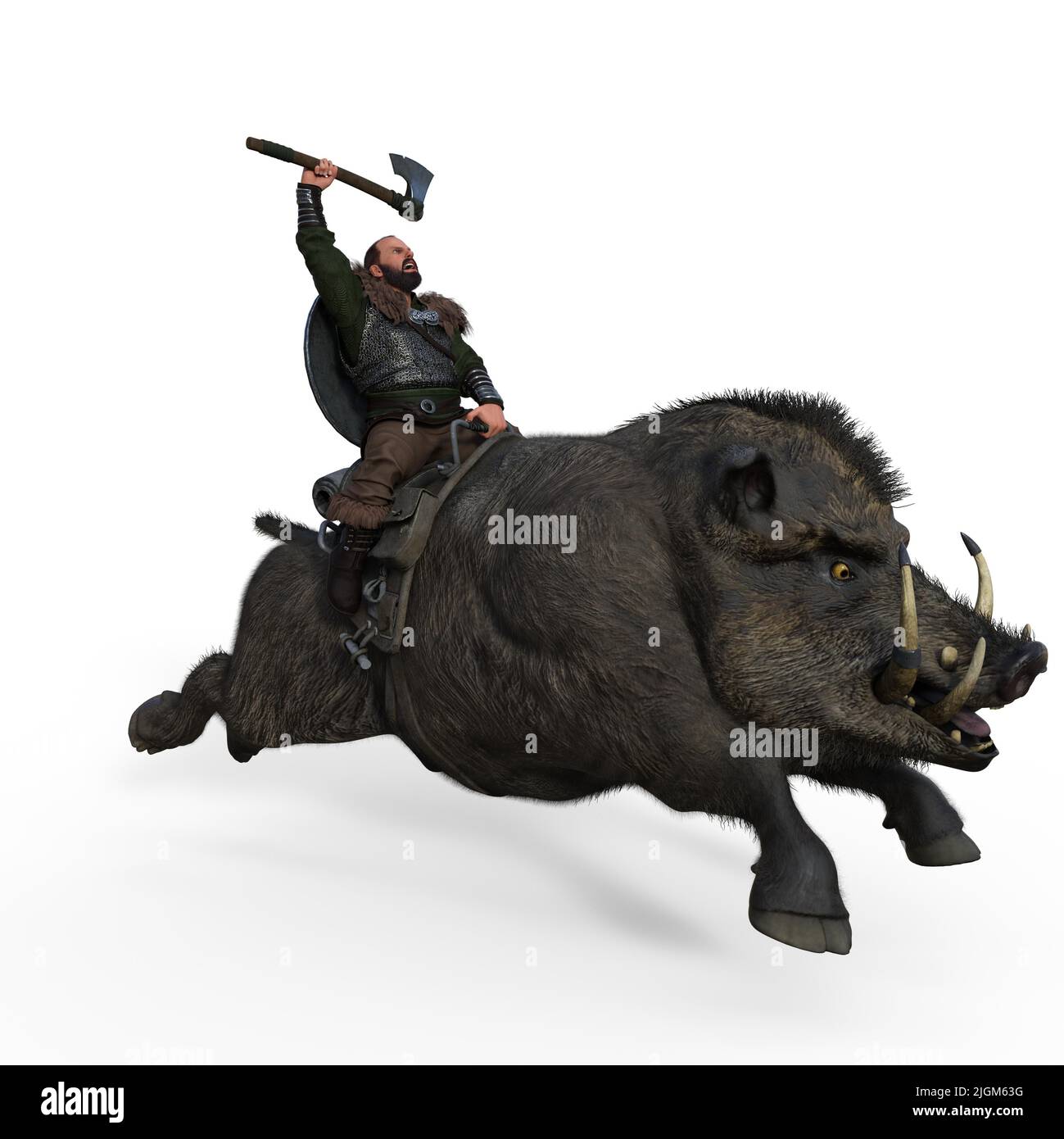 3d-illustration of an isolated fantasy illustration of a battle boar ...