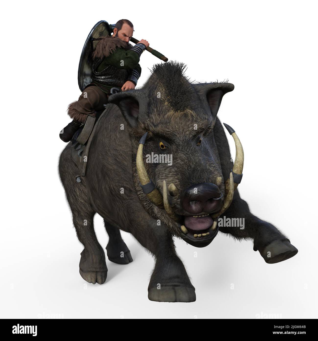 3d-illustration of an isolated fantasy illustration of a battle boar ...