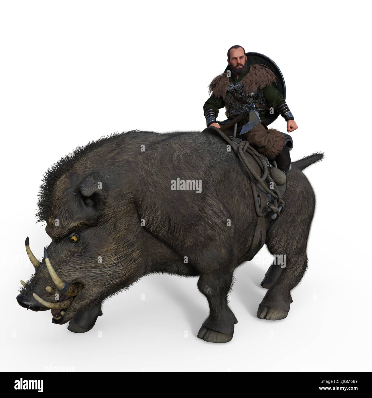 3d-illustration of an isolated fantasy illustration of a battle boar ...