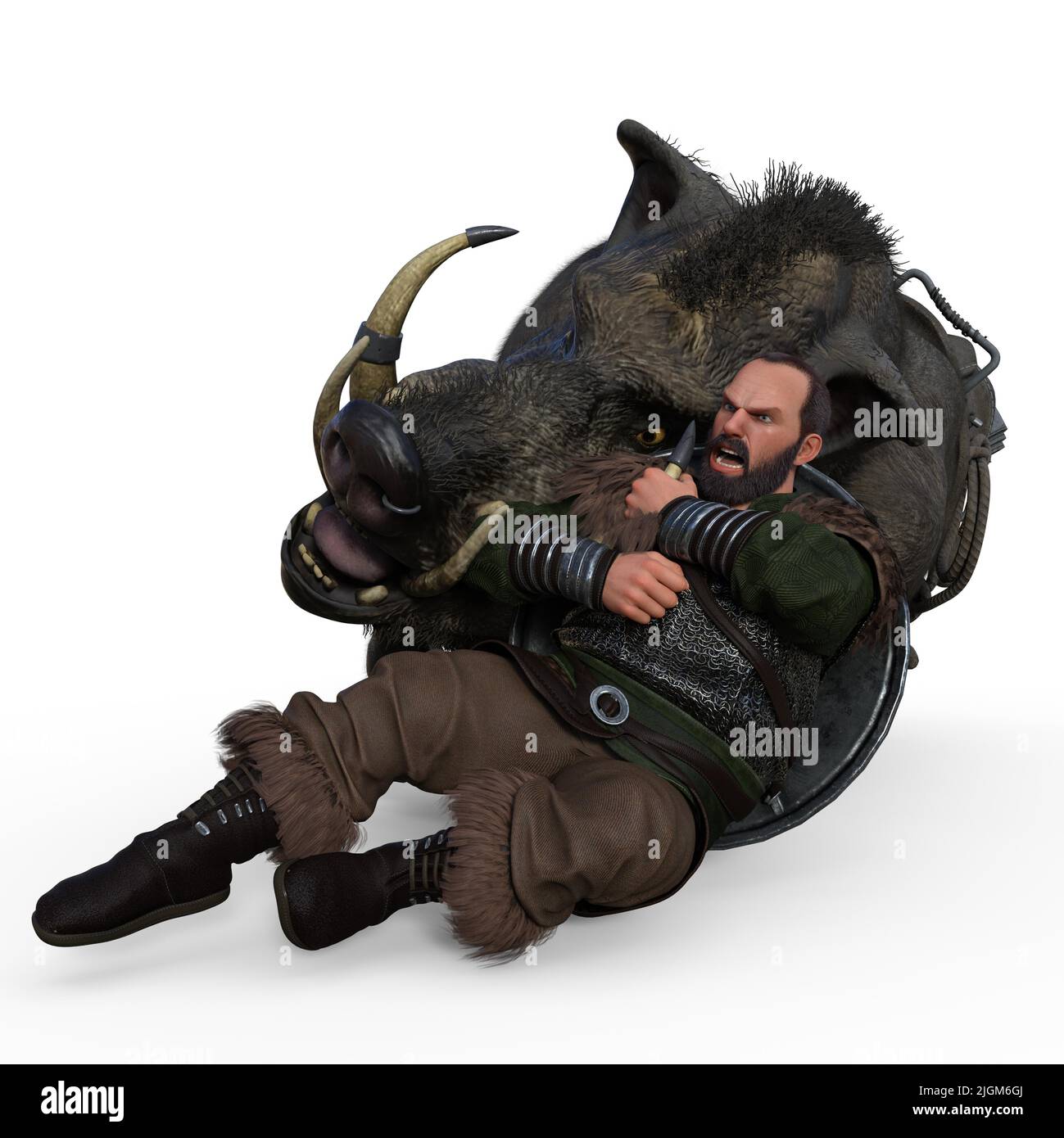 3d-illustration of an isolated fantasy illustration of a battle boar ...