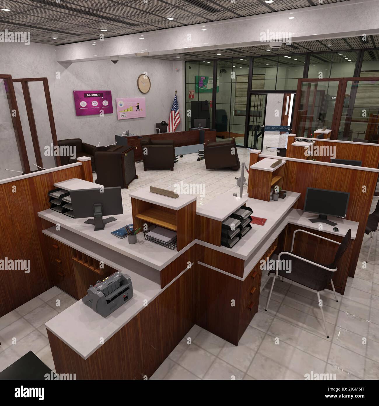 3D-Illustration of a glass and transparent office Stock Photo - Alamy