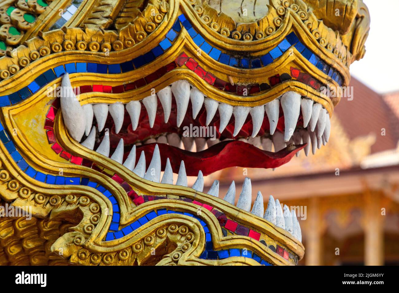 Dragon mouth at a temple near the ancient village of Wiang Kum Kam ...