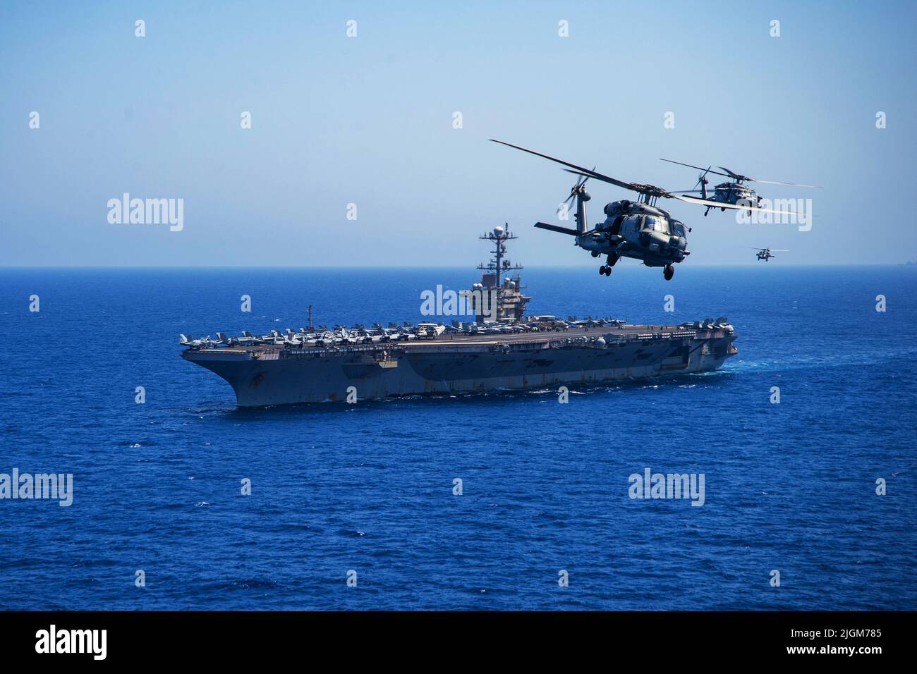 July 4, 2022 - At Sea - An MH-60R Sea Hawk helicopter, attached to the ...