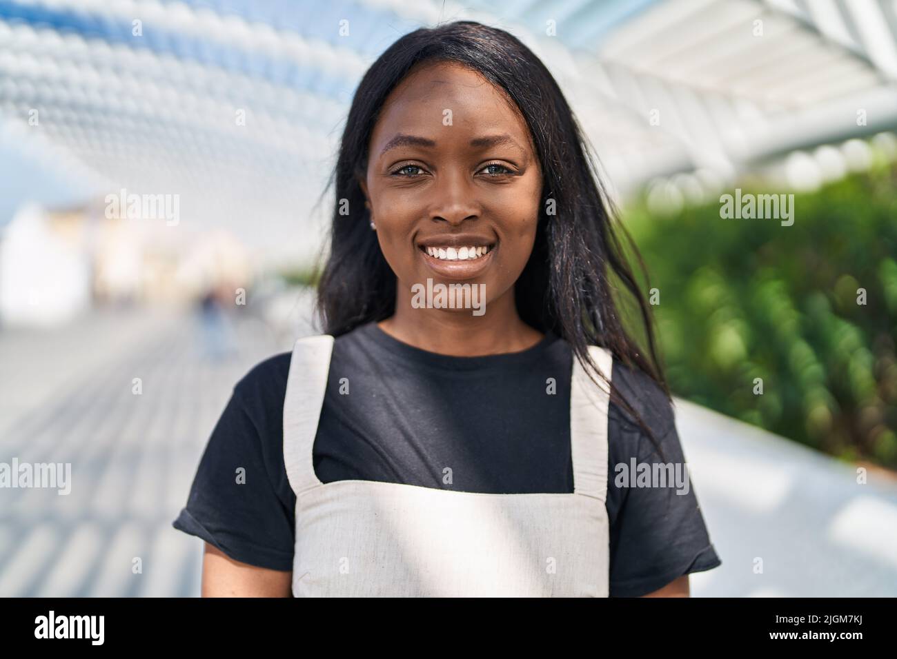 Young african american woman smiling confident standing at park Stock ...