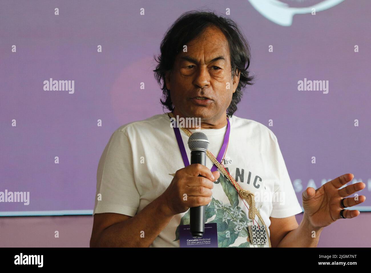 Brazilian indigenous Ailton Krenak portrait. Krenak is a writer ...