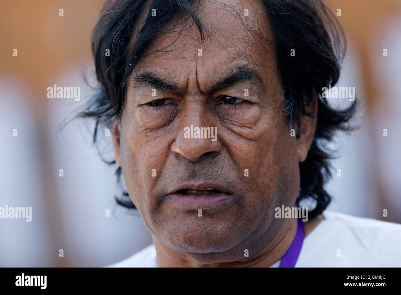 Brazilian indigenous Ailton Krenak portrait. Krenak is a writer ...