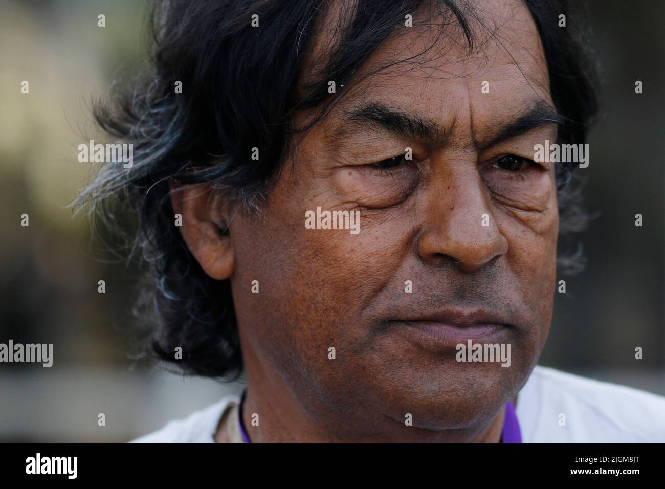 Brazilian indigenous Ailton Krenak portrait. Krenak is a writer ...