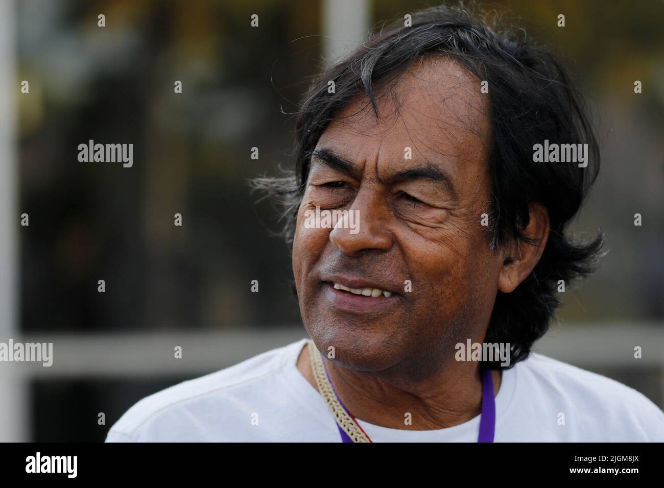 Brazilian indigenous Ailton Krenak portrait. Krenak is a writer ...