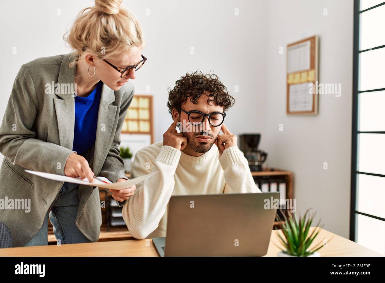 Businessman overworked and stressed of her boss at the office Stock ...