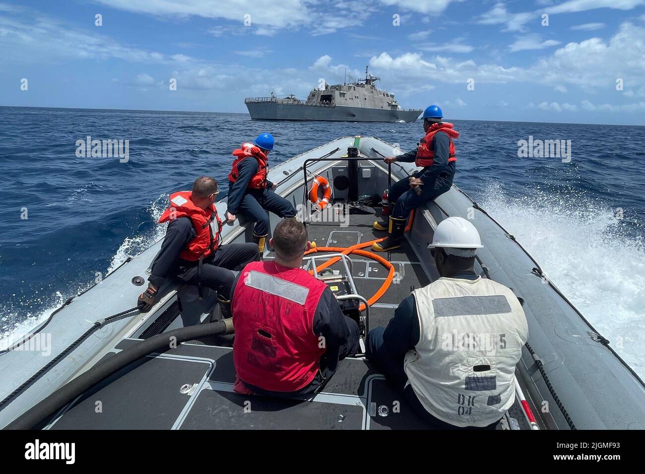 Caribbean Sea. 14th June, 2022. Sailors assigned to the Freedom-variant ...