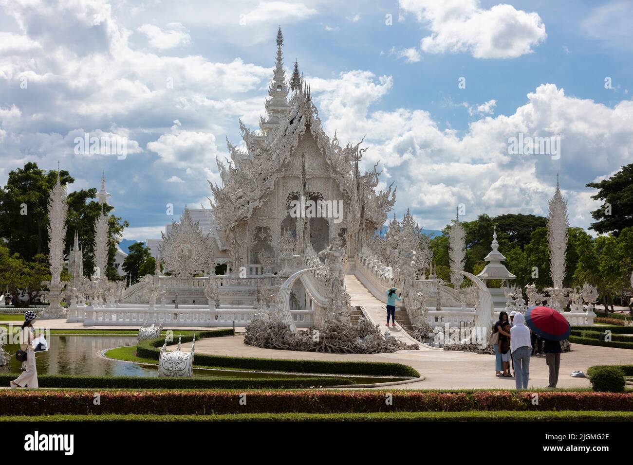 The modern Wat Rong Khun or WHITE TEMPLE built by the artist ...