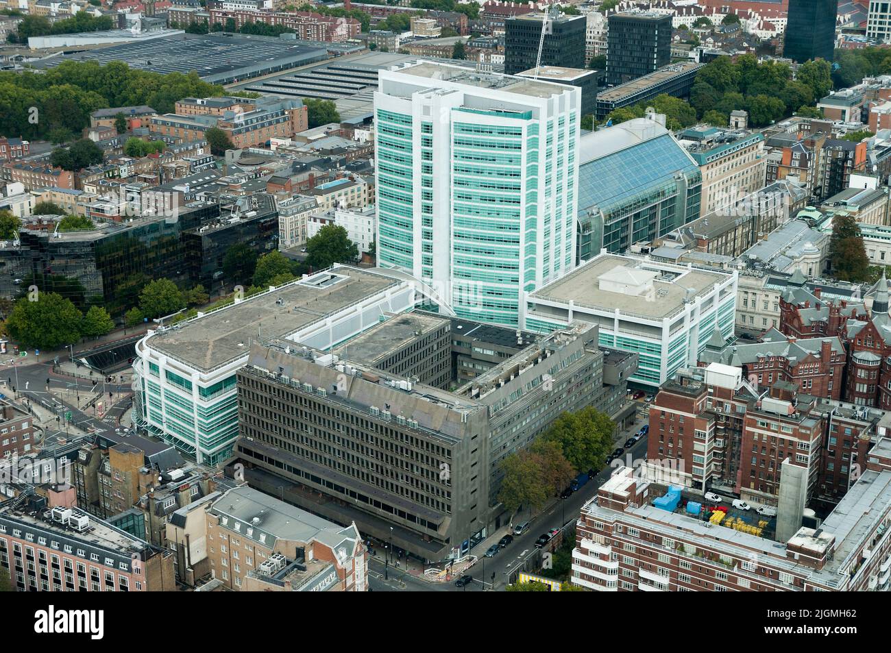 University College London Hospital (UCLH) viewed from the BT tower ...