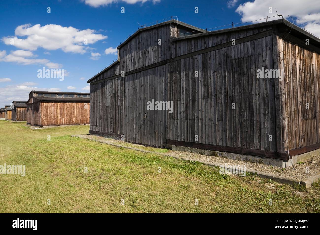 Dormitory buildings inside the Auschwitz II-Birkenau former Nazi ...