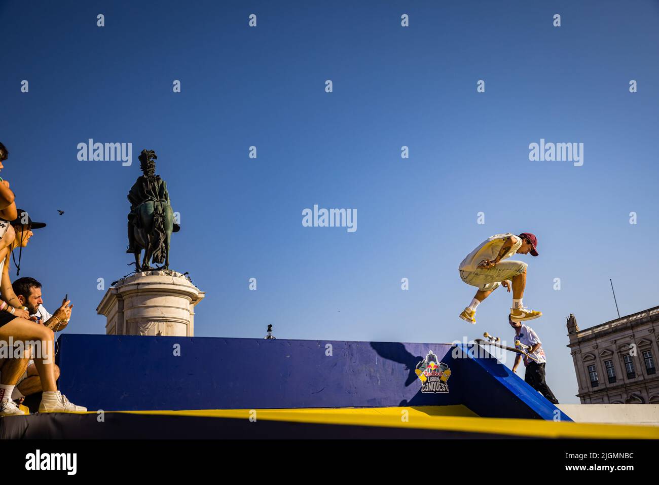 Lisbon, Portugal. 10th July, 2022. Spanish skater Denny Pham in action ...