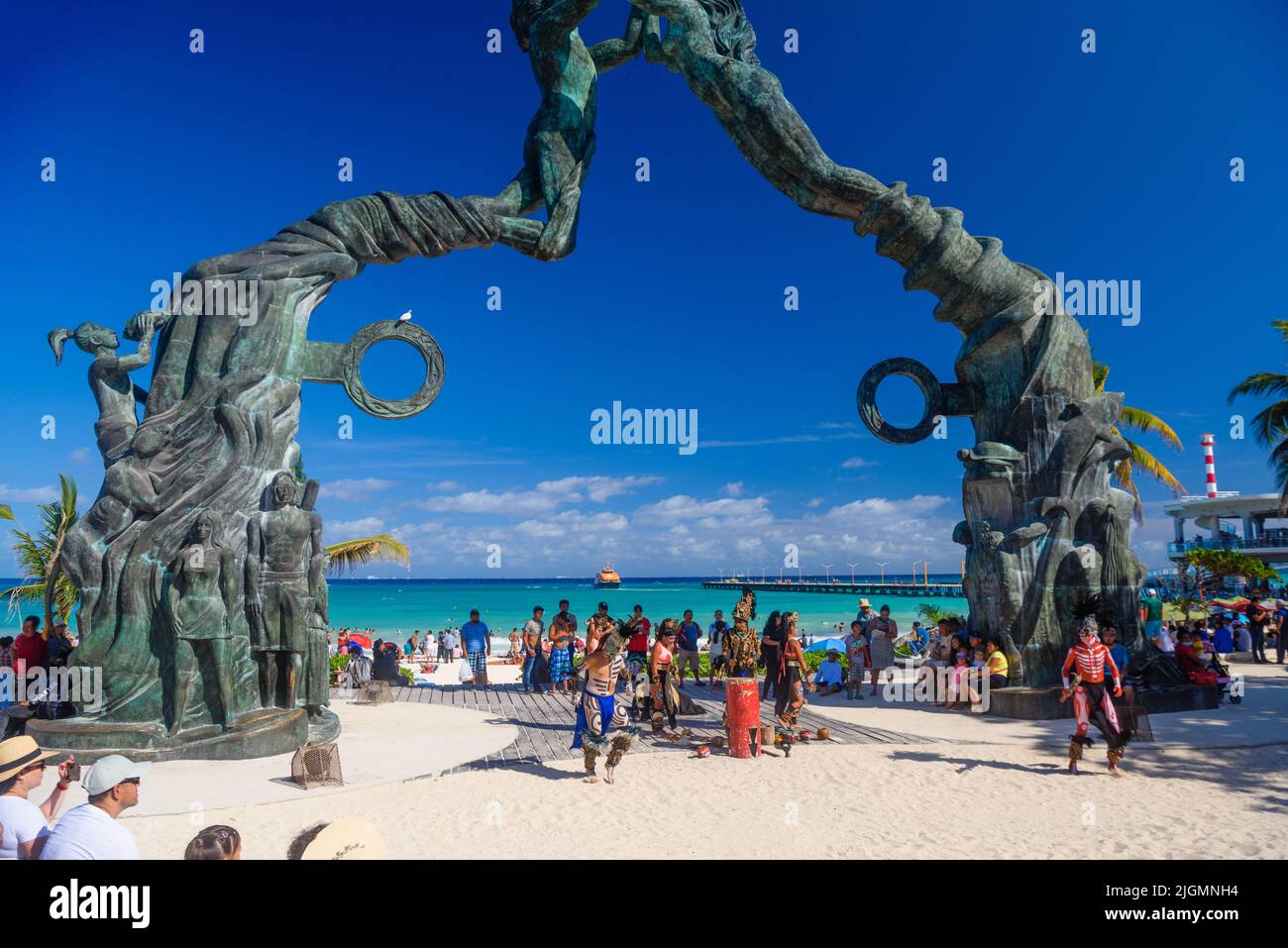 Dancing maya indians in Playa del Carmen, Yukatan, Mexico Stock Photo ...