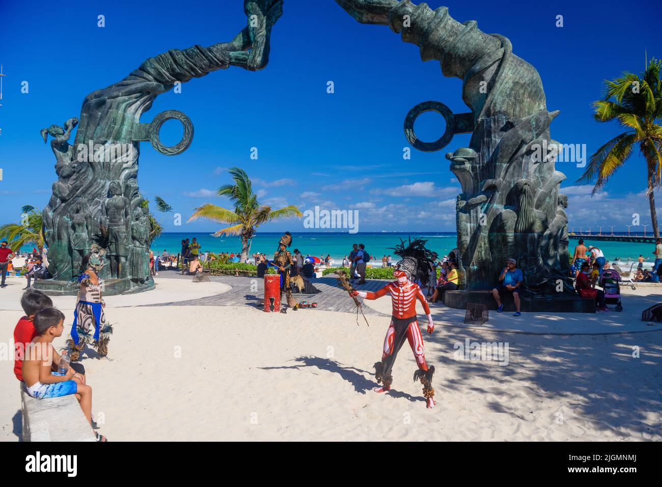 Dancing maya indians in Playa del Carmen, Yukatan, Mexico Stock Photo ...