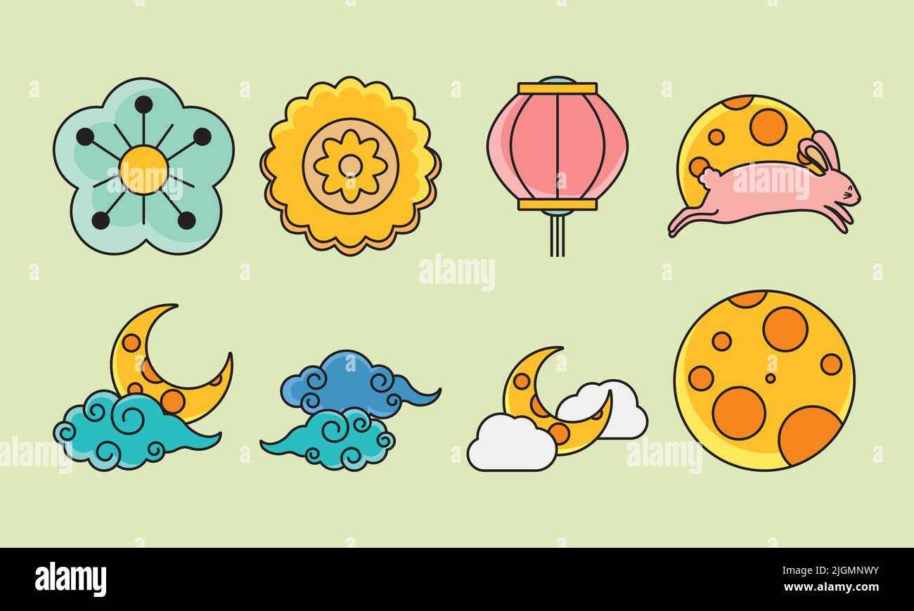 eight chinese moon festival items Stock Vector Image & Art - Alamy