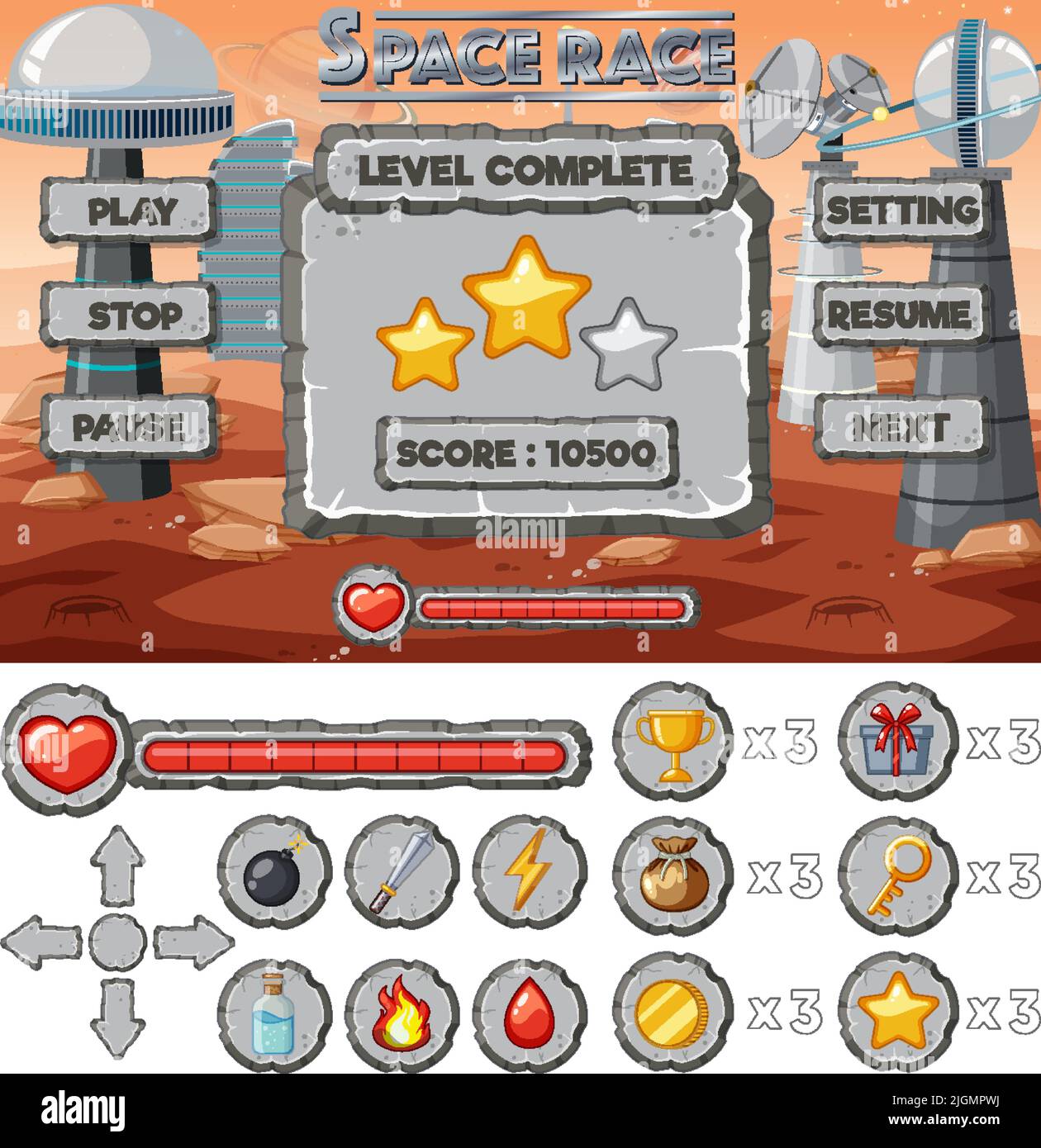 Space game background template and elements illustration Stock Vector Image & Art - Alamy