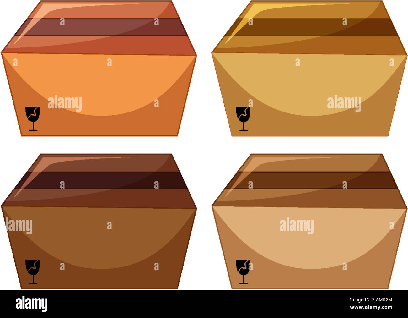 Set of corrugated box on white background illustration Stock Vector ...