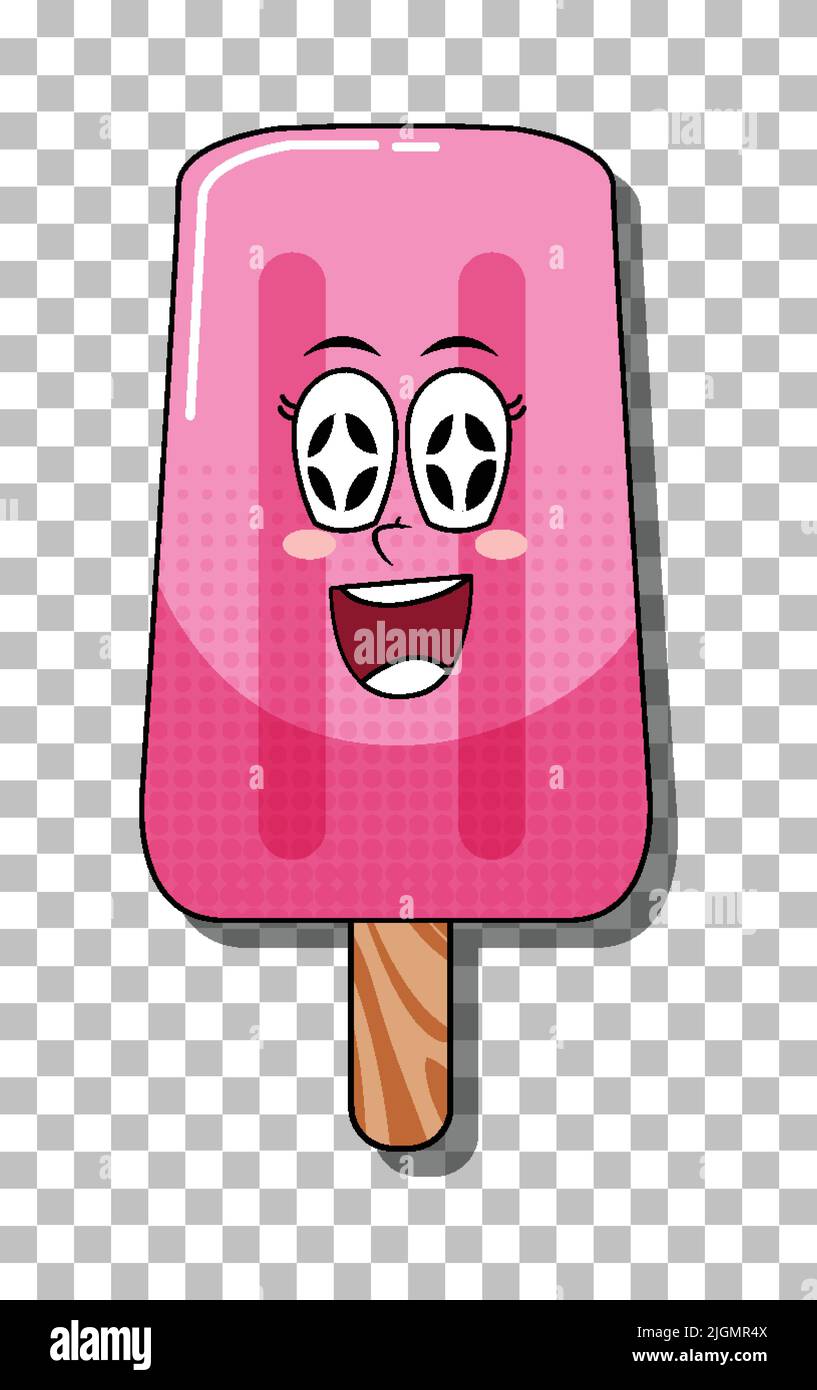 Pink ice cream cartoon character isolated illustration Stock Vector ...