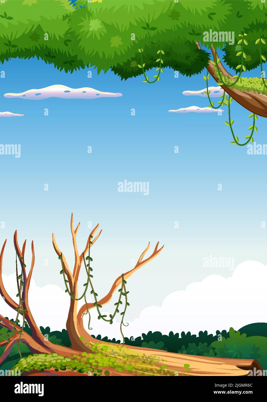 Nature scene with trees and blue sky illustration Stock Vector Image ...