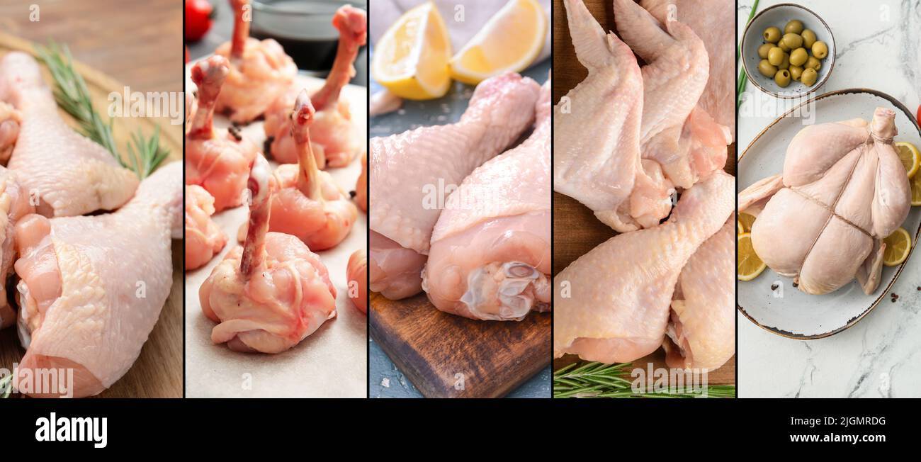 Set of fresh chicken meat on table Stock Photo - Alamy
