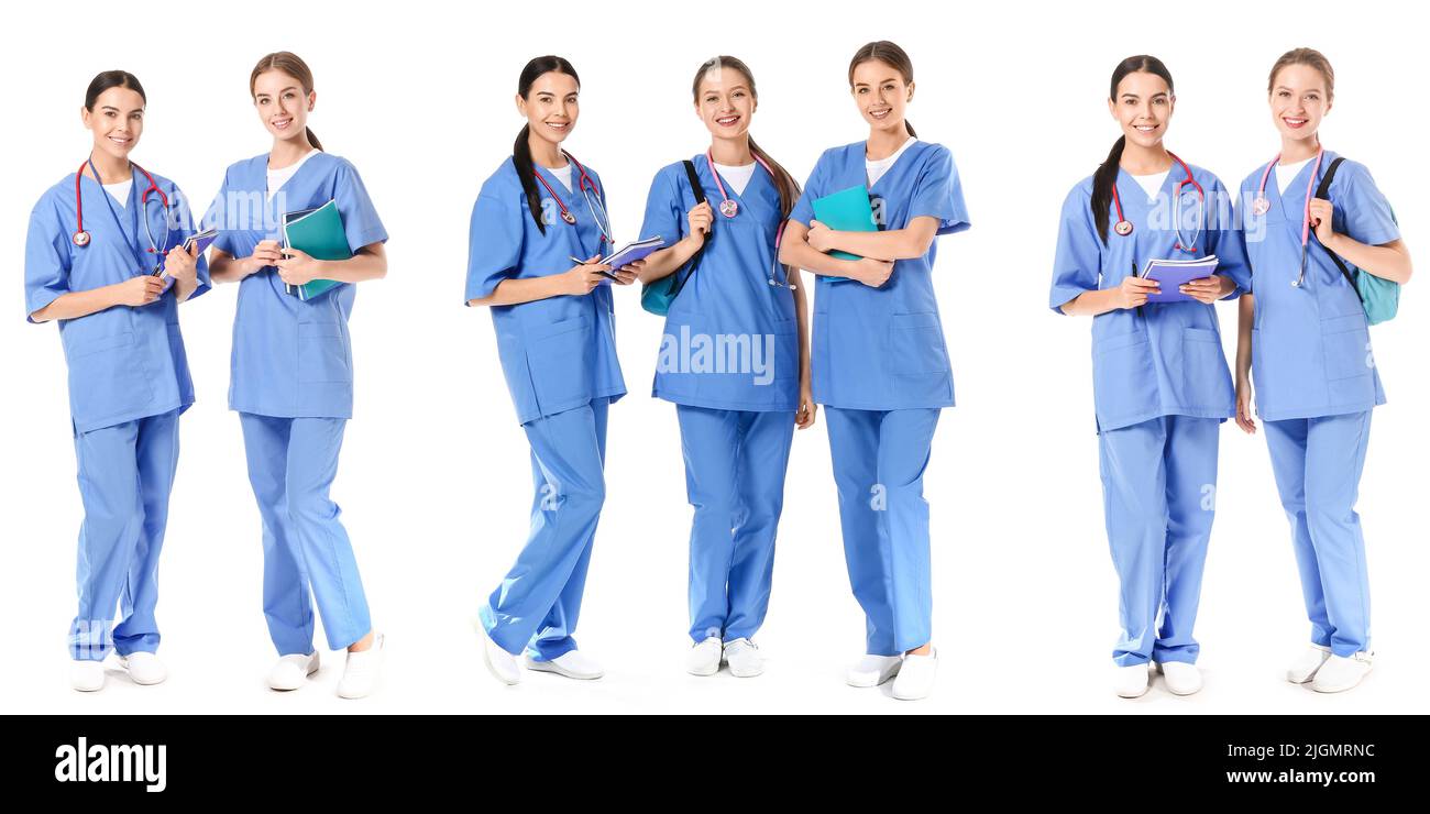 Set of female medical students isolated on white Stock Photo - Alamy