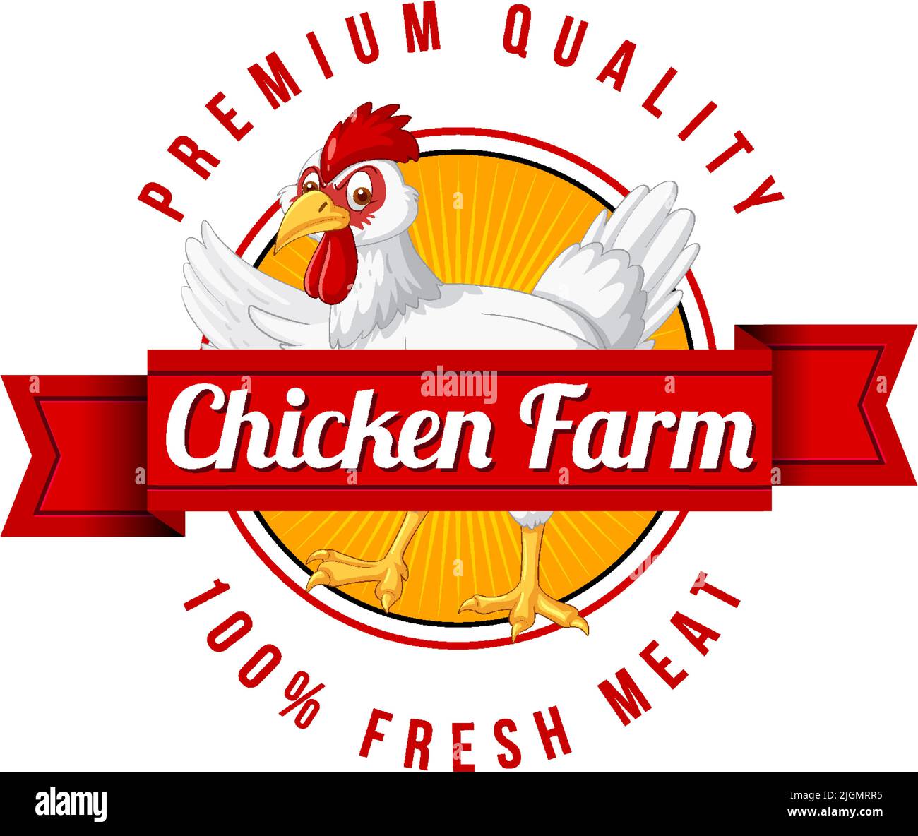 Chicken Farm banner with a white chicken cartoon character illustration ...