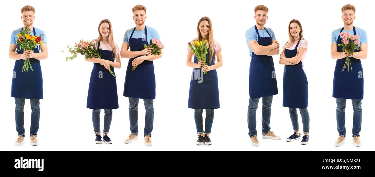 Set of florists on white background Stock Photo - Alamy