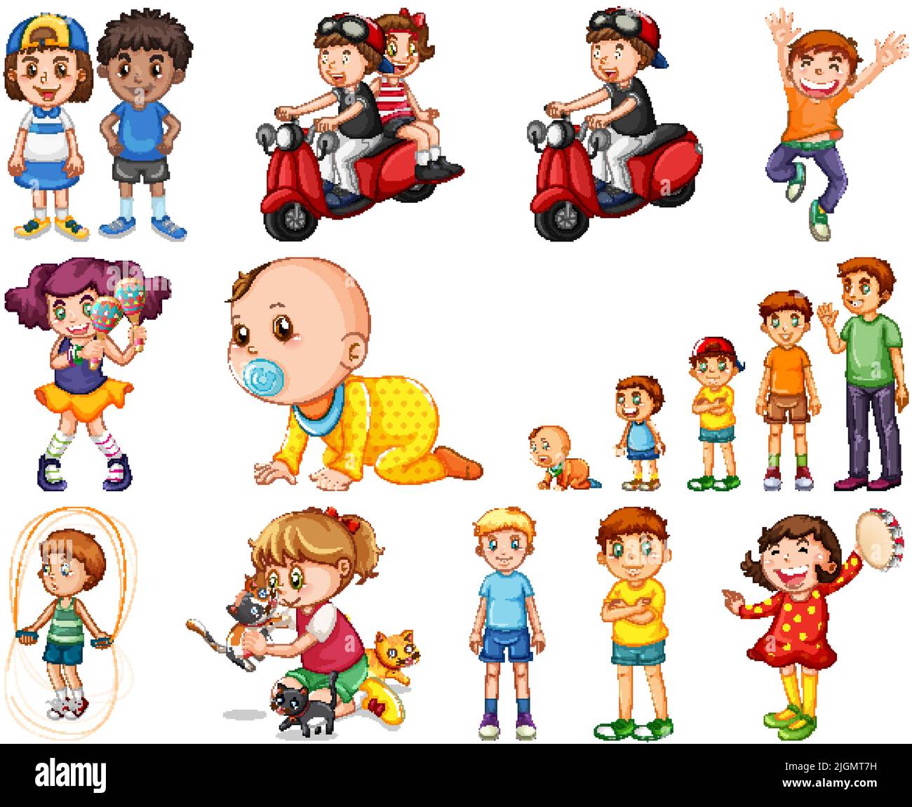 Happy children in different actions illustration Stock Vector Image ...