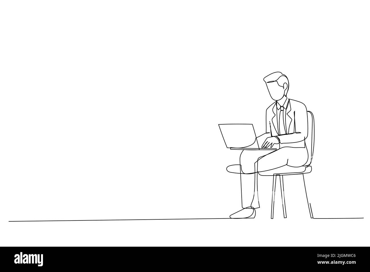 Illustration of young man using laptop indoors using computer and ...