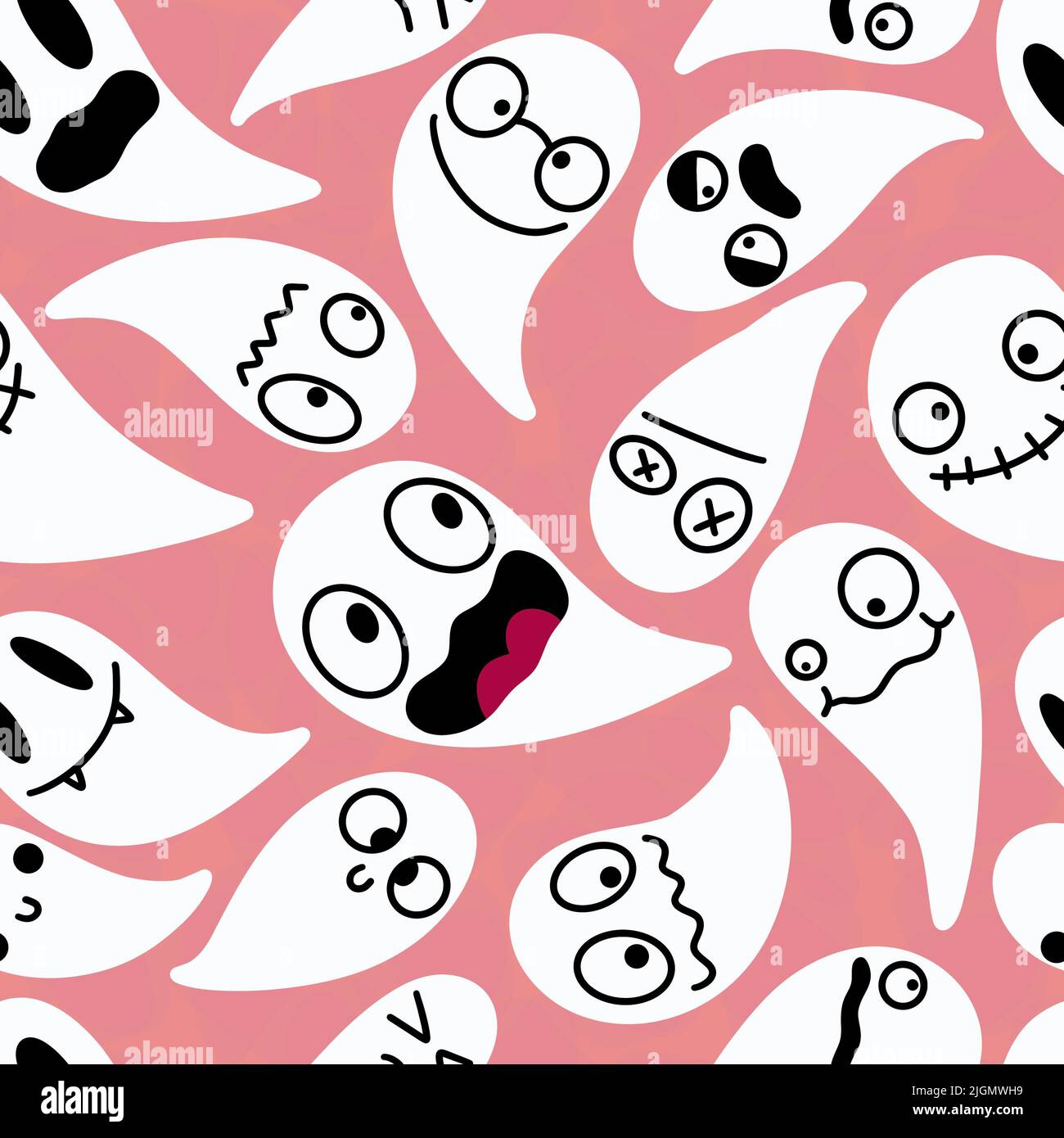 Autumn Halloween seamless cartoon ghost pattern for fabrics and ...
