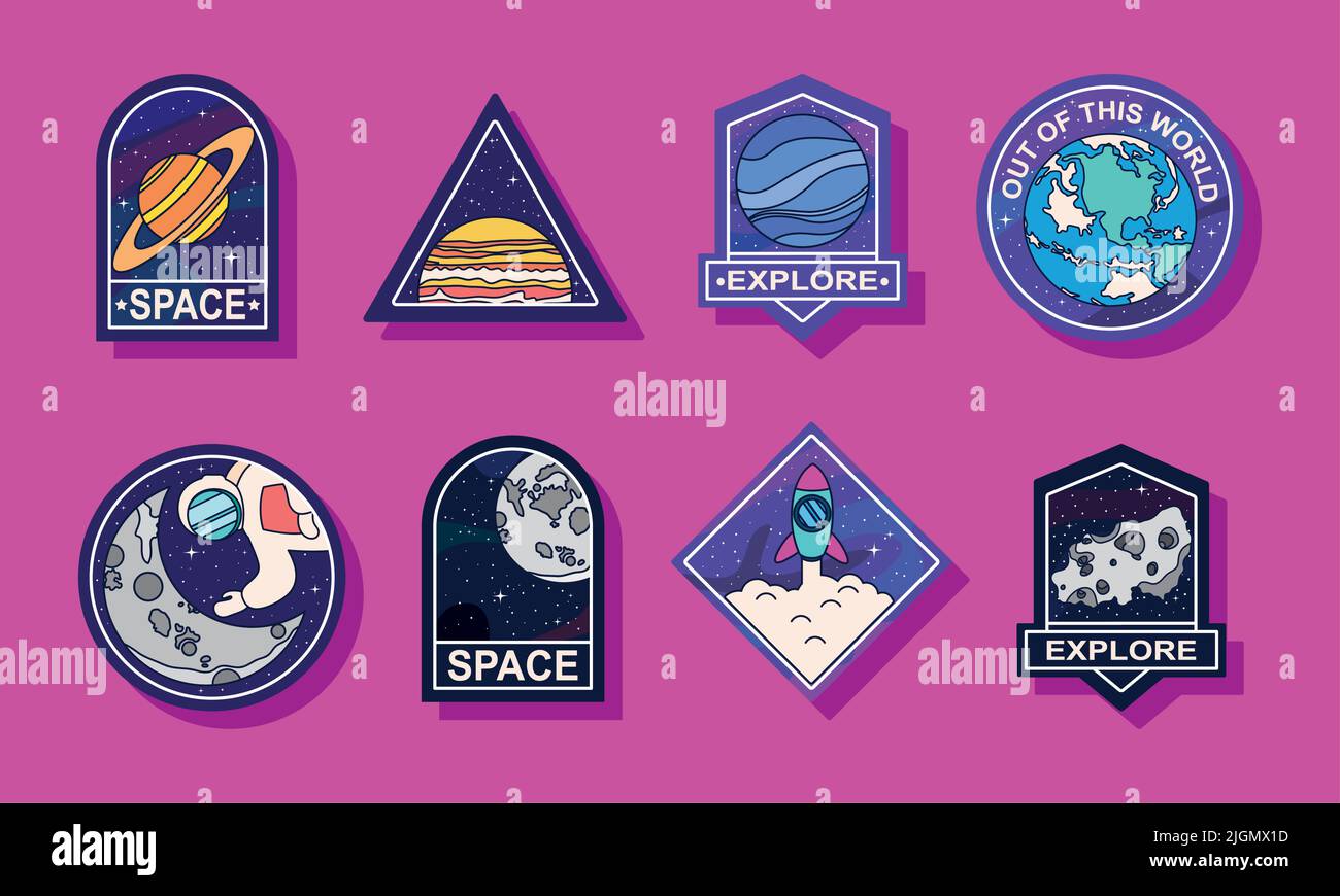 eight space badges Stock Vector Image & Art - Alamy